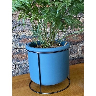 Cachepot Com Suporte Em Metal - Azul - Estilo Industrial - G | Shopee ...
