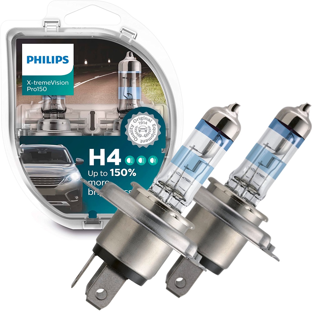 Lâmpada Philips Xtreme Vision Pro H4 3400K 12V + 150% Iluminação ...