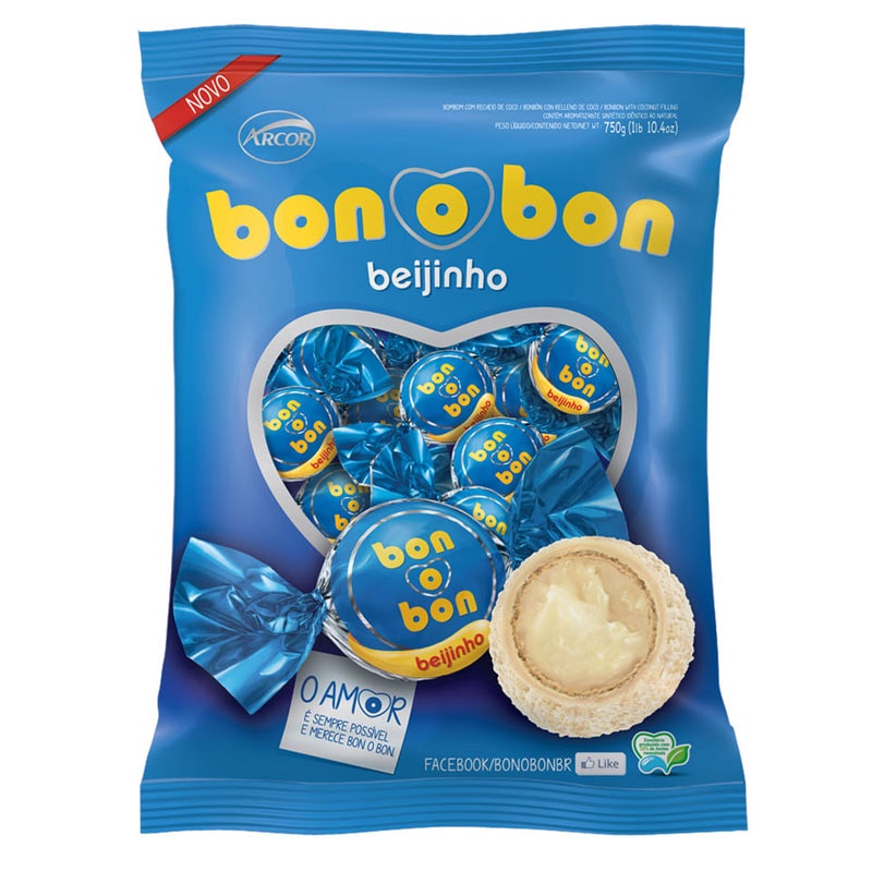 Chocolate Bombom Bon O Bon - Arcor - Pacote 750g com 50unidades ...