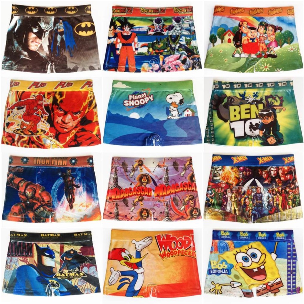 Kit 10 Cuecas Infantil Boxer Masculina Sublimada Herois Cueca ...