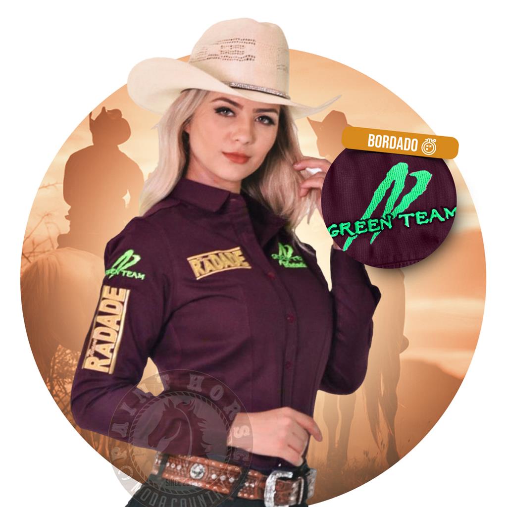camisa country radade manga longa rodeio cowboy feminina cowgirl festa ...