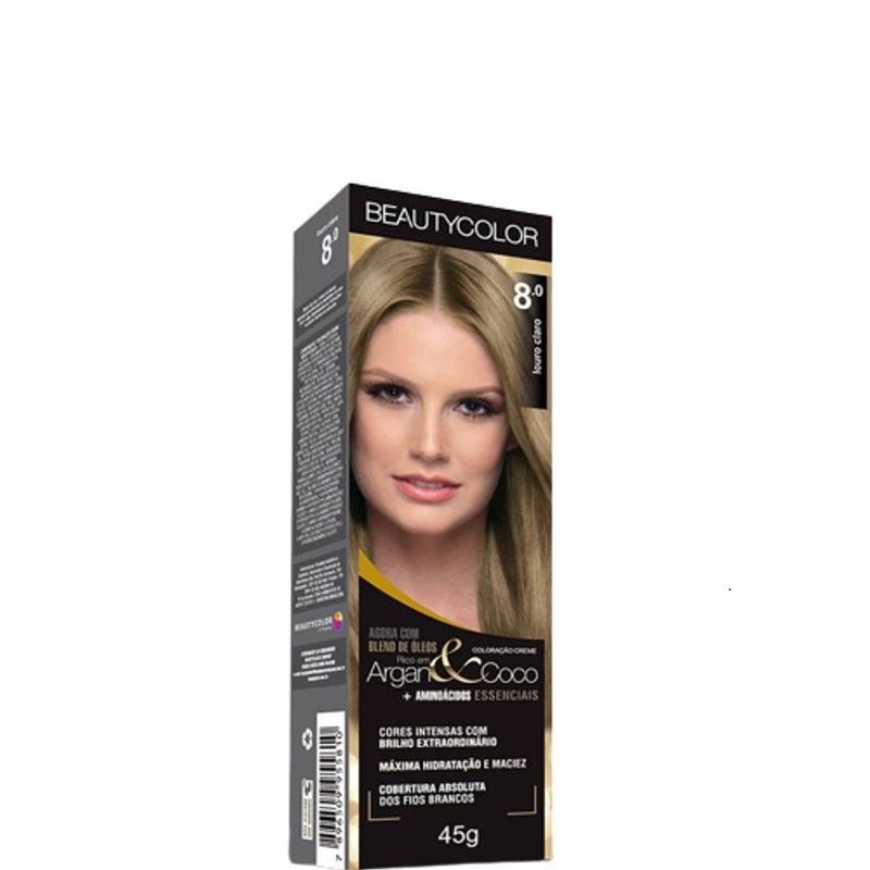 Tinta Beauty Color Coloração Creme 8.0 Louro Claro 45g | Shopee Brasil