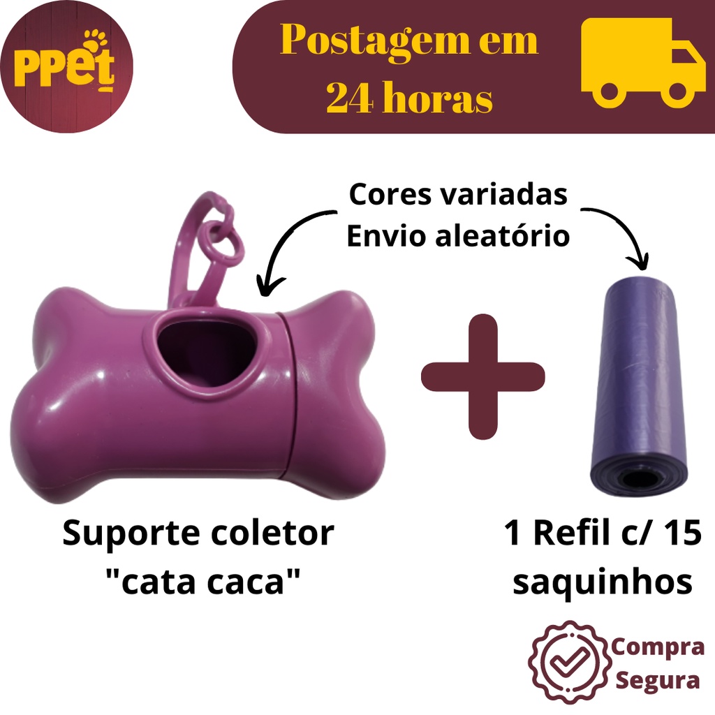 Kit Porta Saquinhos Cata Caca Com 1 Refil Cachorro Pet | Shopee Brasil