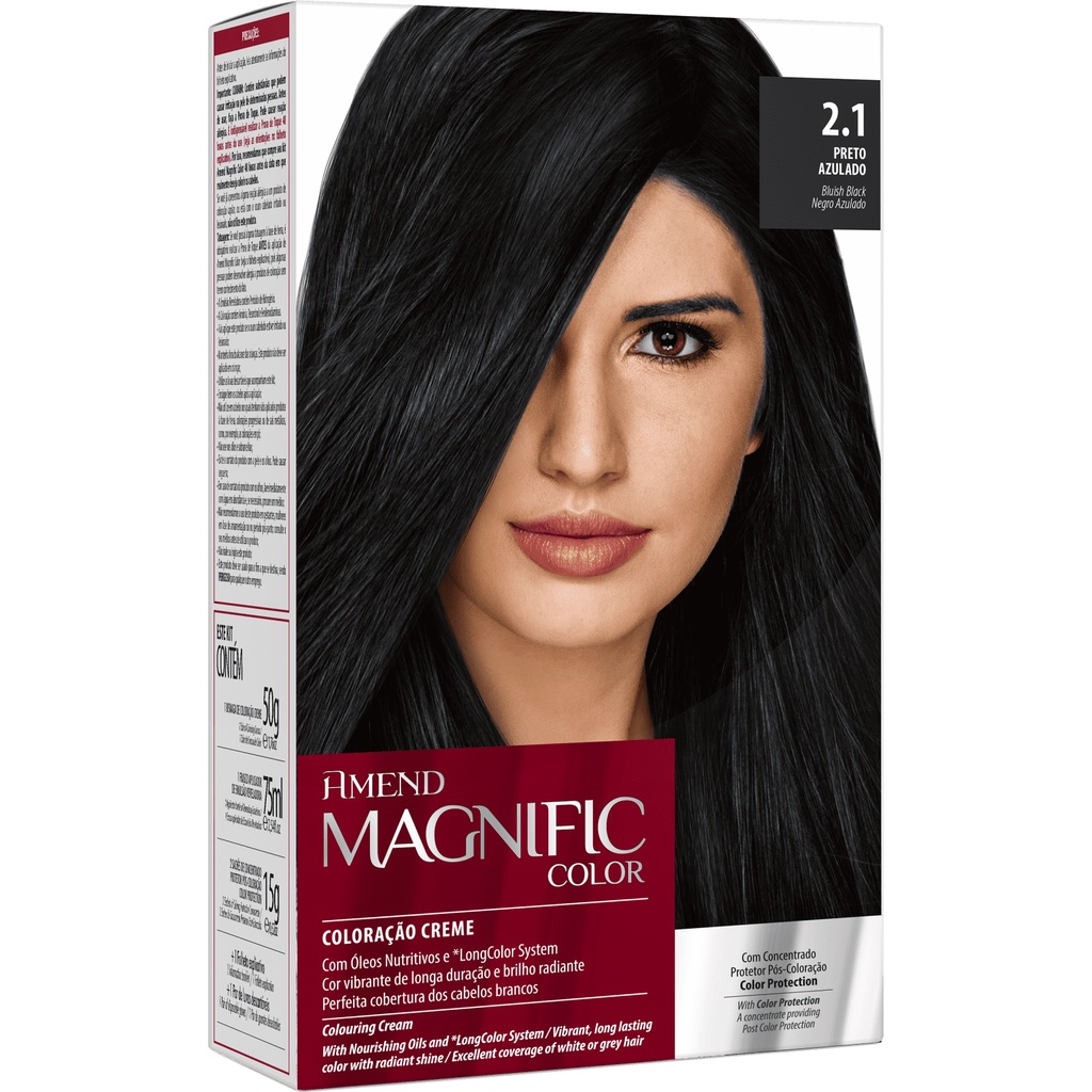 Coloração Creme 2.1 Preto Azulado Magnific Color Amend - Kit | Shopee ...