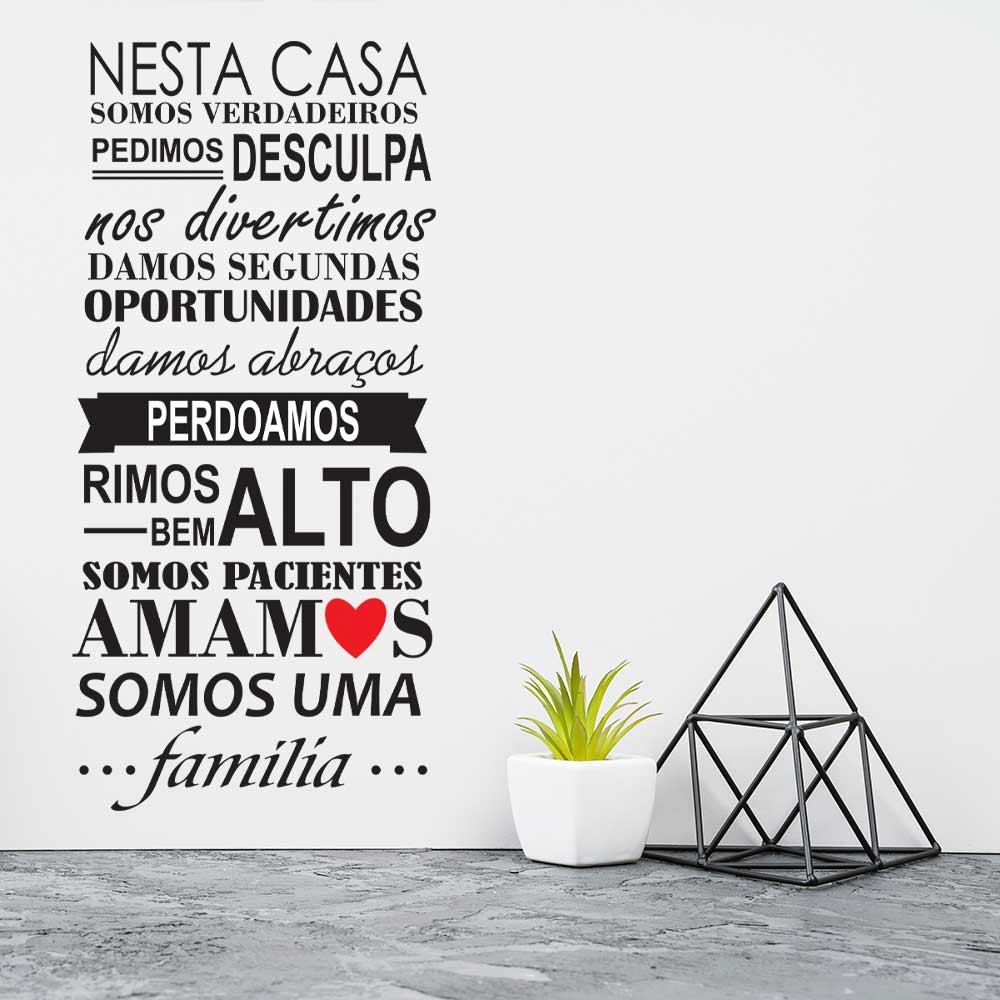 Adesivo Decorativo De Parede Frase Casa Coracao Familia | Shopee Brasil