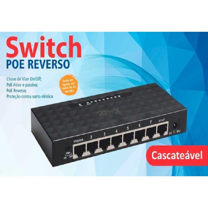 Switch 8 portas poe reverso fast 48v 2Flex | Shopee Brasil