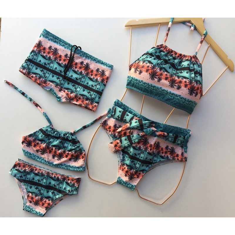 Kit Família Mãe Filha Pai - 2 Biquinis 1 Sunga - Moda Praia LANDSCAPE | Shopee Brasil