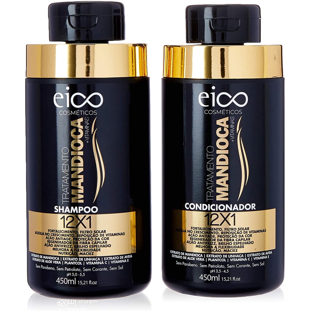 Kit Eico Tratamento Mandioca shampoo e condicionador 450ml | Shopee Brasil