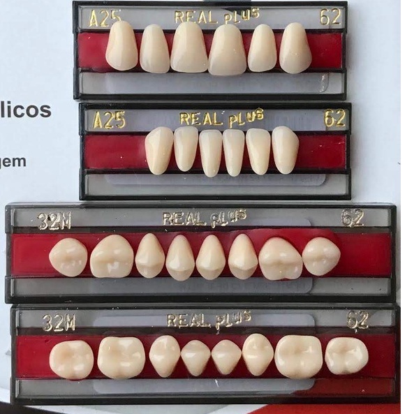 Dentes para protese A25 + 32M - 62 superior e inferior, boca completa 4 ...