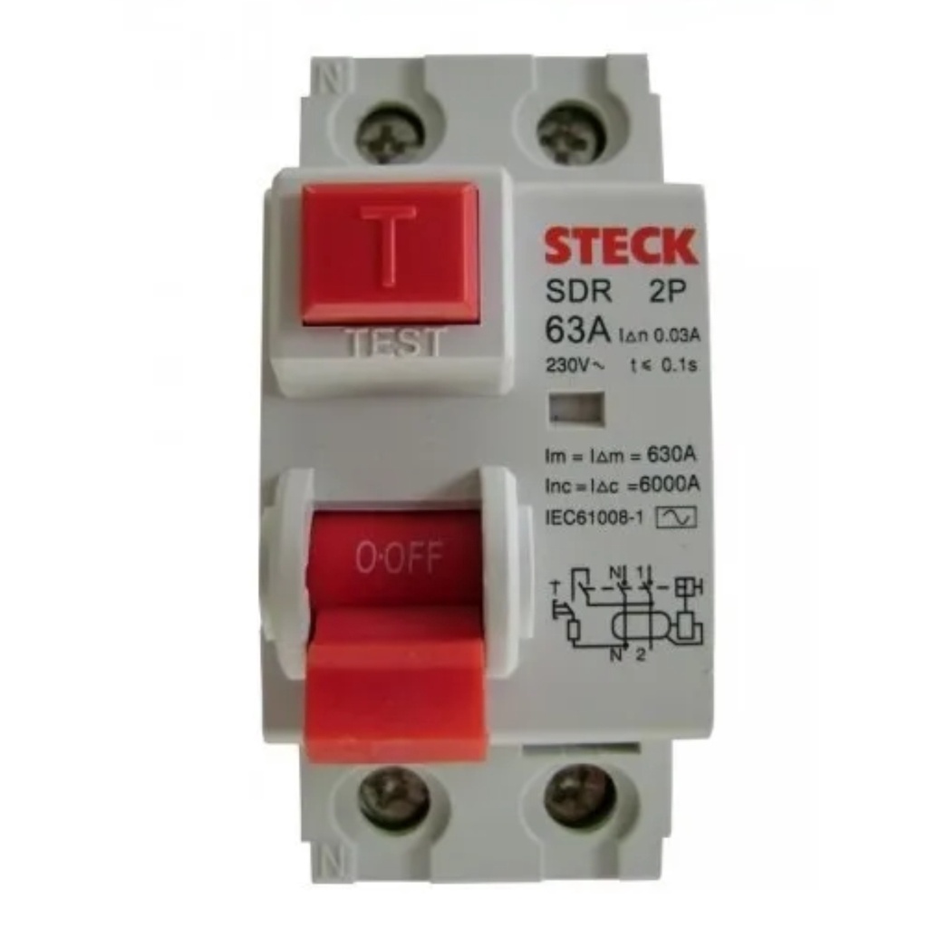 DISPOSITIVO DIFERENCIAL 2 POLOS SDR 63A 30 MA- STECK | Shopee Brasil