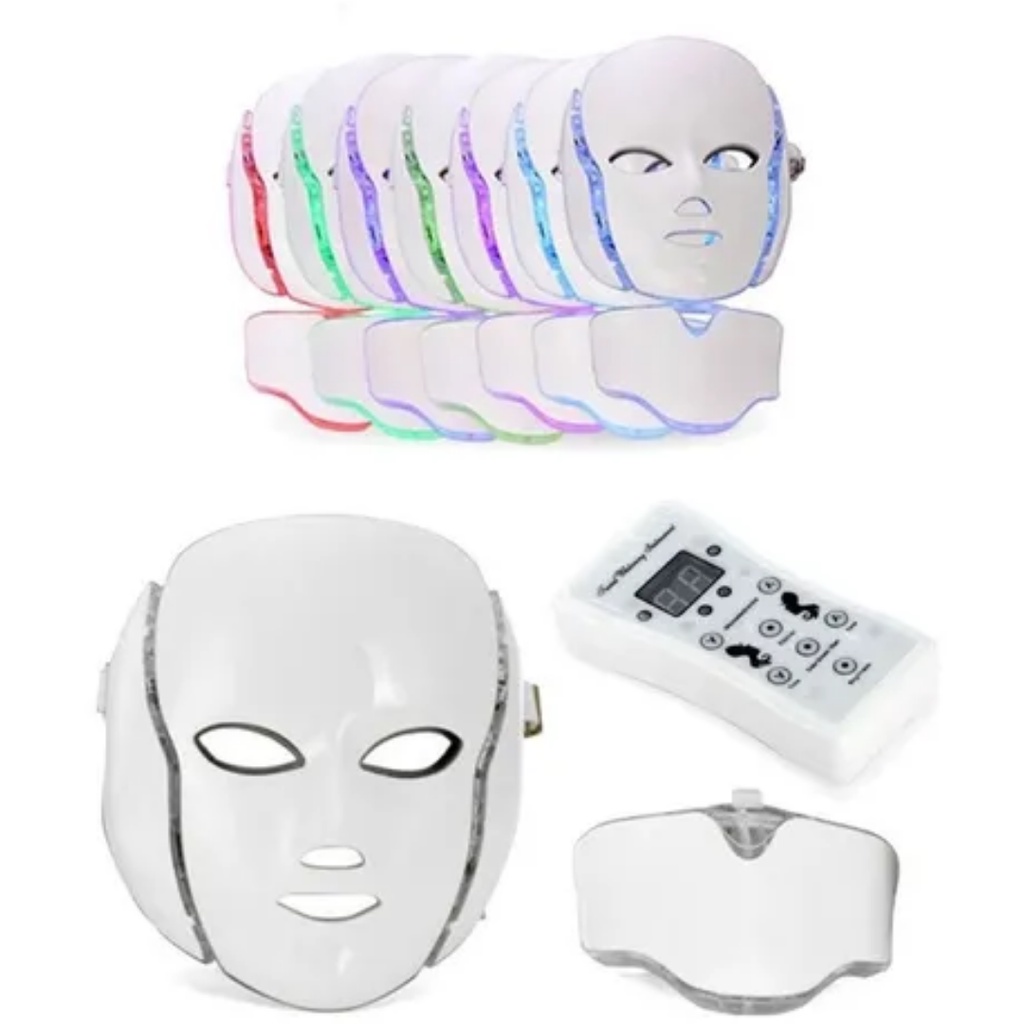 Máscara De Led 7 Cores + Microcorrentes - Facial E Pescoço | Shopee Brasil