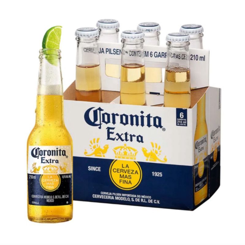 Cerveja Corona Coronita 210ml Pack com 6 unidades | Shopee Brasil