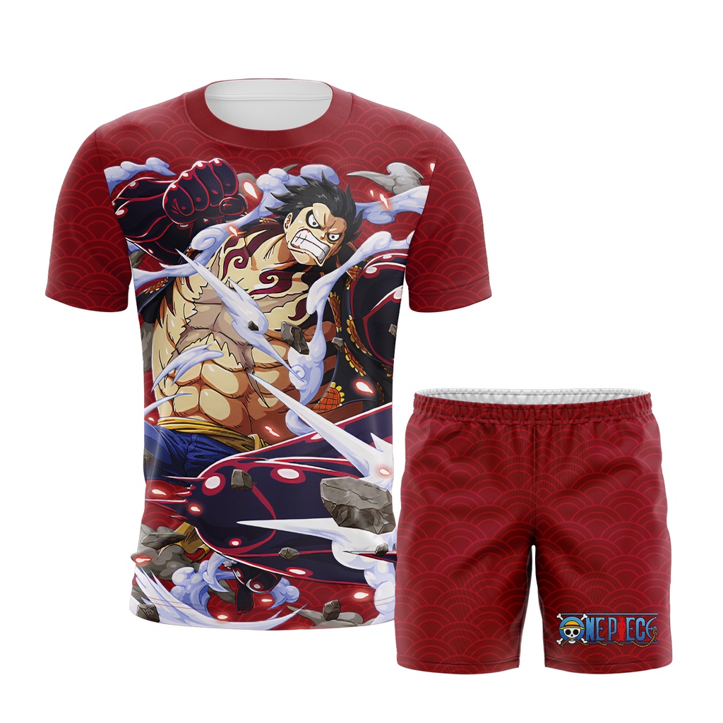 Kit Anime One Piece Luffy Gear Vermelho (Camisa e Short Dry Fit ...