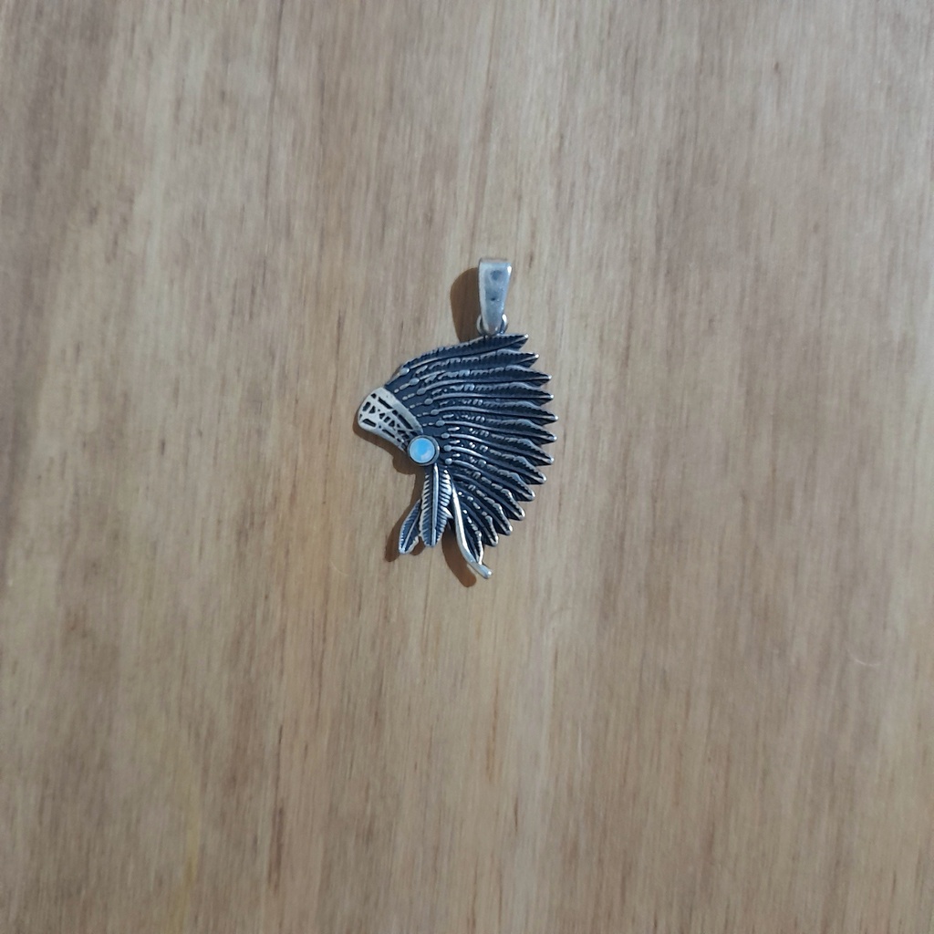 Pingente Cocar Índio Prata Bali e Pedra Opalina | Shopee Brasil