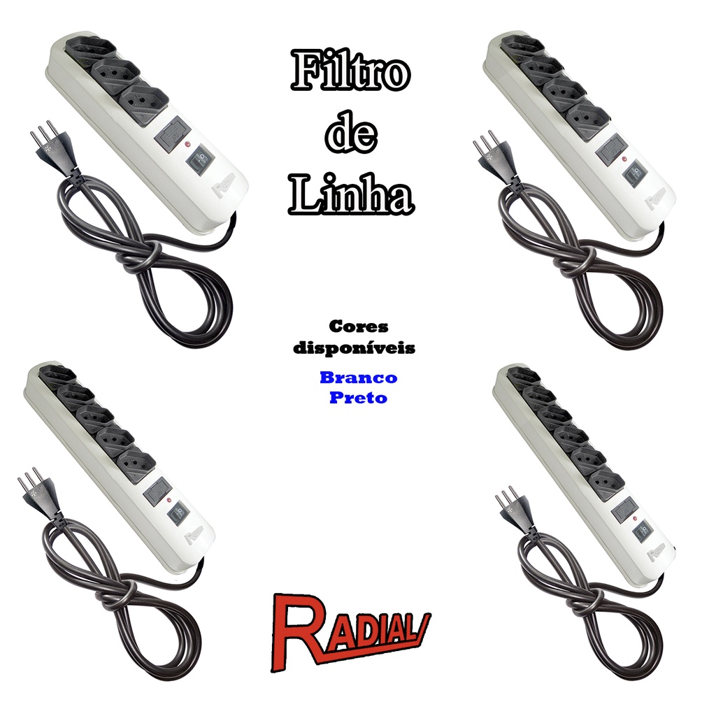 Régua para Tomada Filtro de Linha com 3, 4, 5 e Tomadas | Shopee Brasil