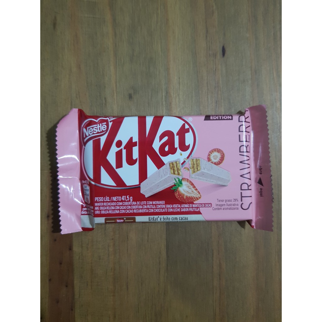 Mini barra de Chocolate Kit Kat Nestlé Morango 41,5g | Shopee Brasil