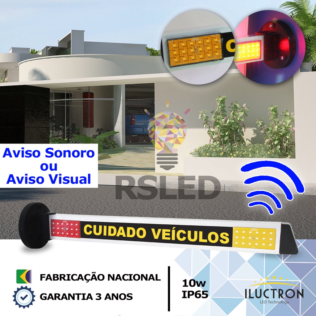 Sinalizador LED Para Garagem 10w | SLIM | Aviso sonoro ou Visual | Resistente à Água IP65 ...