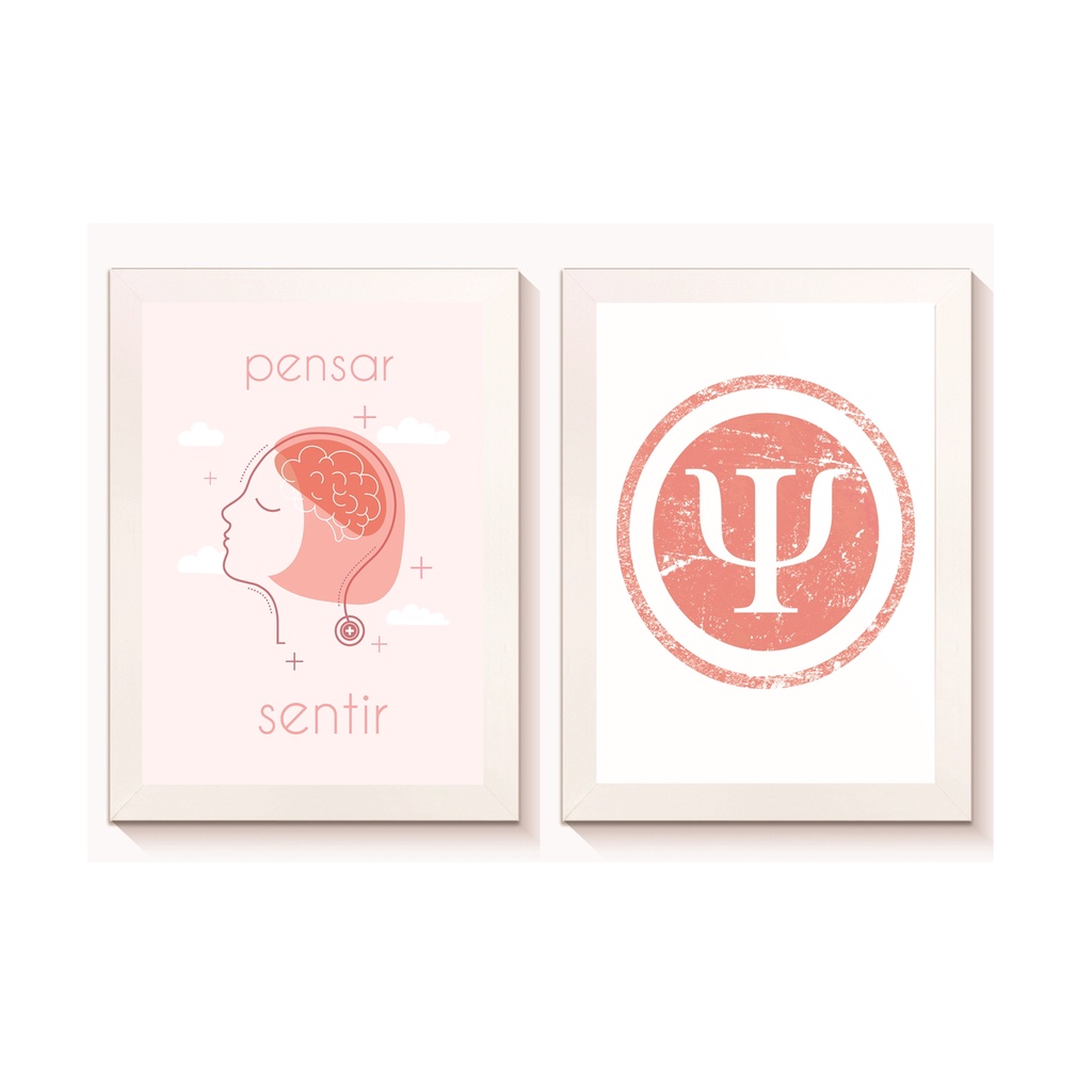 kit 2 Psicologia Símbolo da Psicologia Rosa e Branco Decoração ...