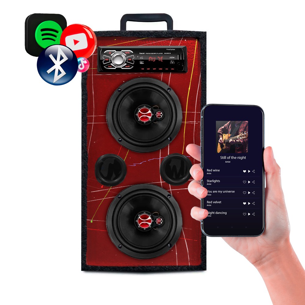Caixa de Som Residencial Bob 2 Alto falante 6 Polegadas Potente Bluetooth Usb Sd Aux Completa ...