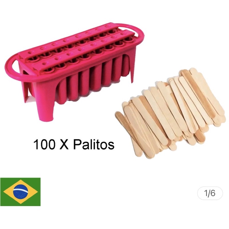 Picoleteira Forma De Picolé 16 Picolés (ROSA) + Brinde 100 Palitos ...