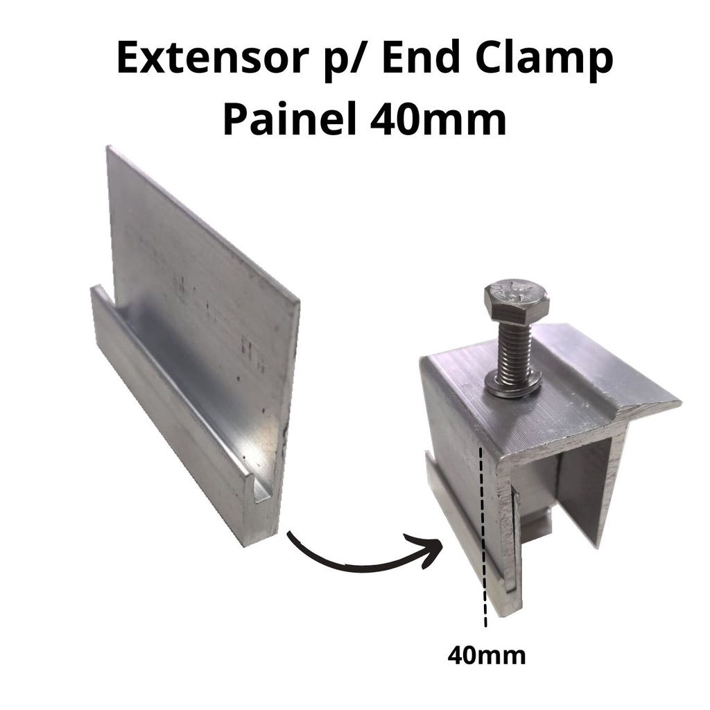 Extensor 40mm p/ Fixador Z Final P/ Painéis Solares - End Clamp ...