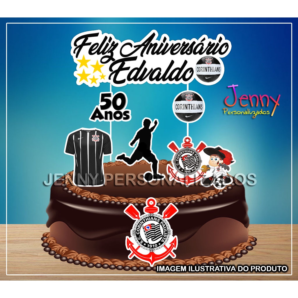 Topo Topper de bolo Corinthians Personlizado | Shopee Brasil