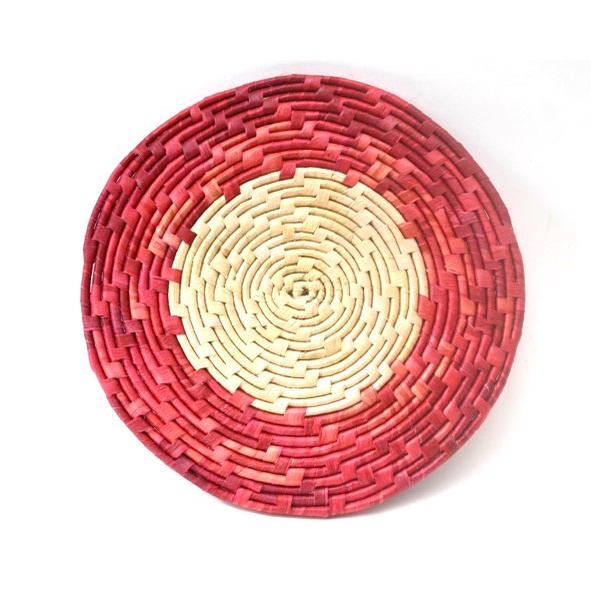 Decoração parede sousplat redondo borda colorida palha - 35 cm (suplá ...