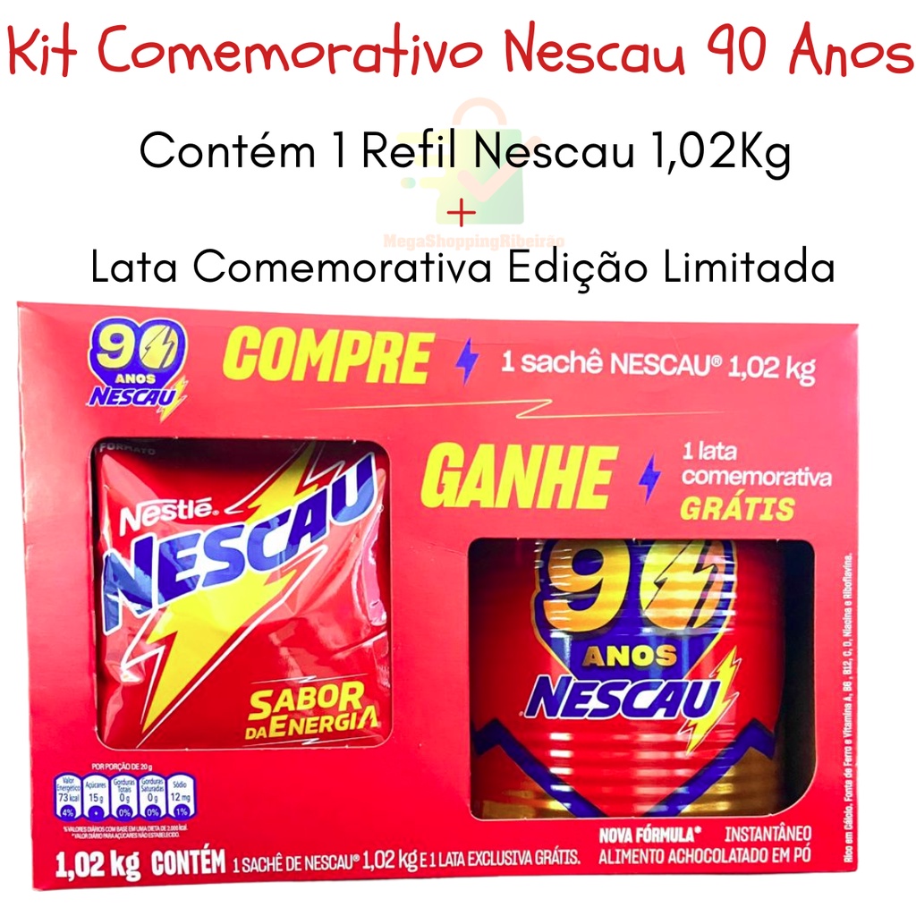 Kit Achocolatado Nescau Instantâneo Refil Com Lata 90 Anos | Shopee Brasil