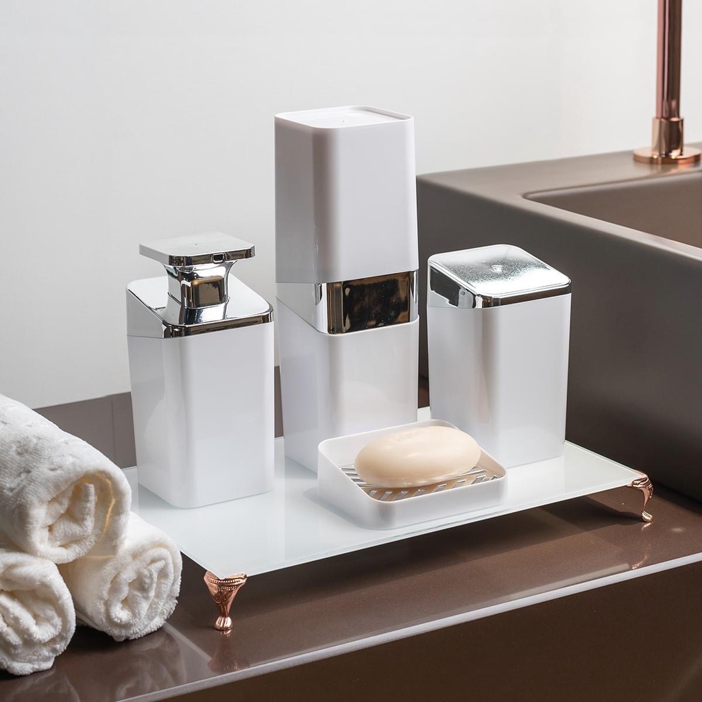 Kit Banheiro 4 Peças Slim Cromo Uz Lavabo | Shopee Brasil