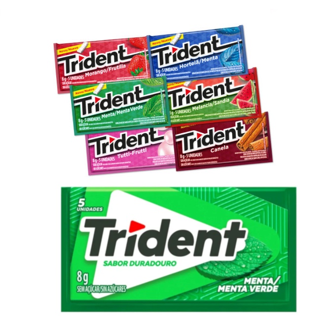 Chiclete Trident Tablete Display de 8g cada sabores a escolher, Valor por Unidade | Shopee Brasil