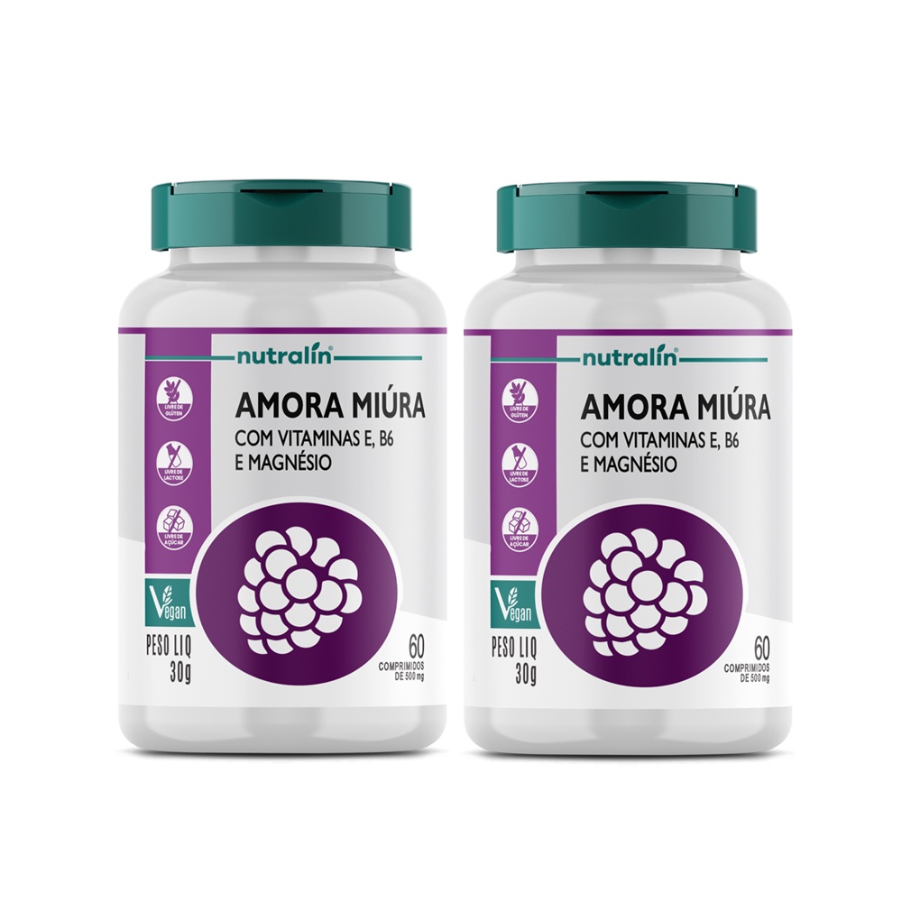 2x Amora miúra + magnésio + vitaminas e b6 60 comprimidos | Shopee Brasil