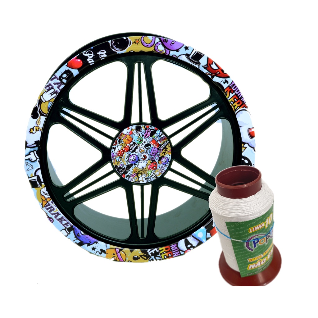 Kit Carretilha de Pipa Grande Customizada Com Linha 10 Extra Forte 500 ...