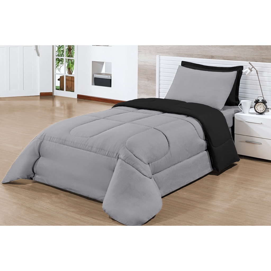 Edredom Solteiro Dupla Face Cores Variadas Decorativo | Shopee Brasil