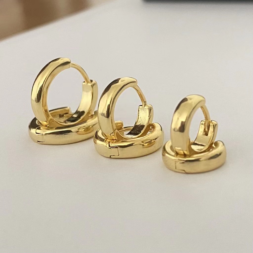 Trio De Argolas Lisas Brincos Femininos Banhados Ouro 18k | Shopee Brasil