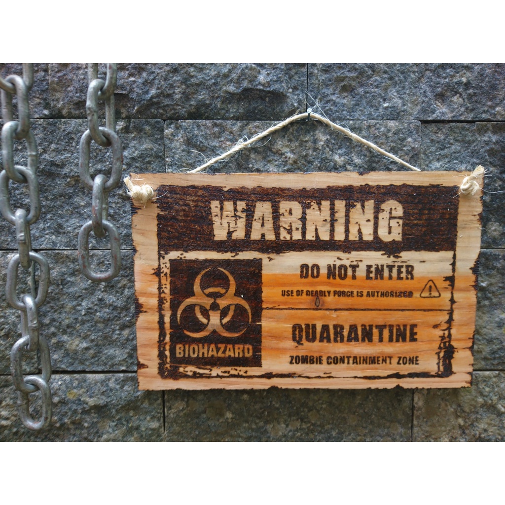 Quarentena Zumbi, Risco Biológico - Placa Artesanal Madeira | Shopee Brasil