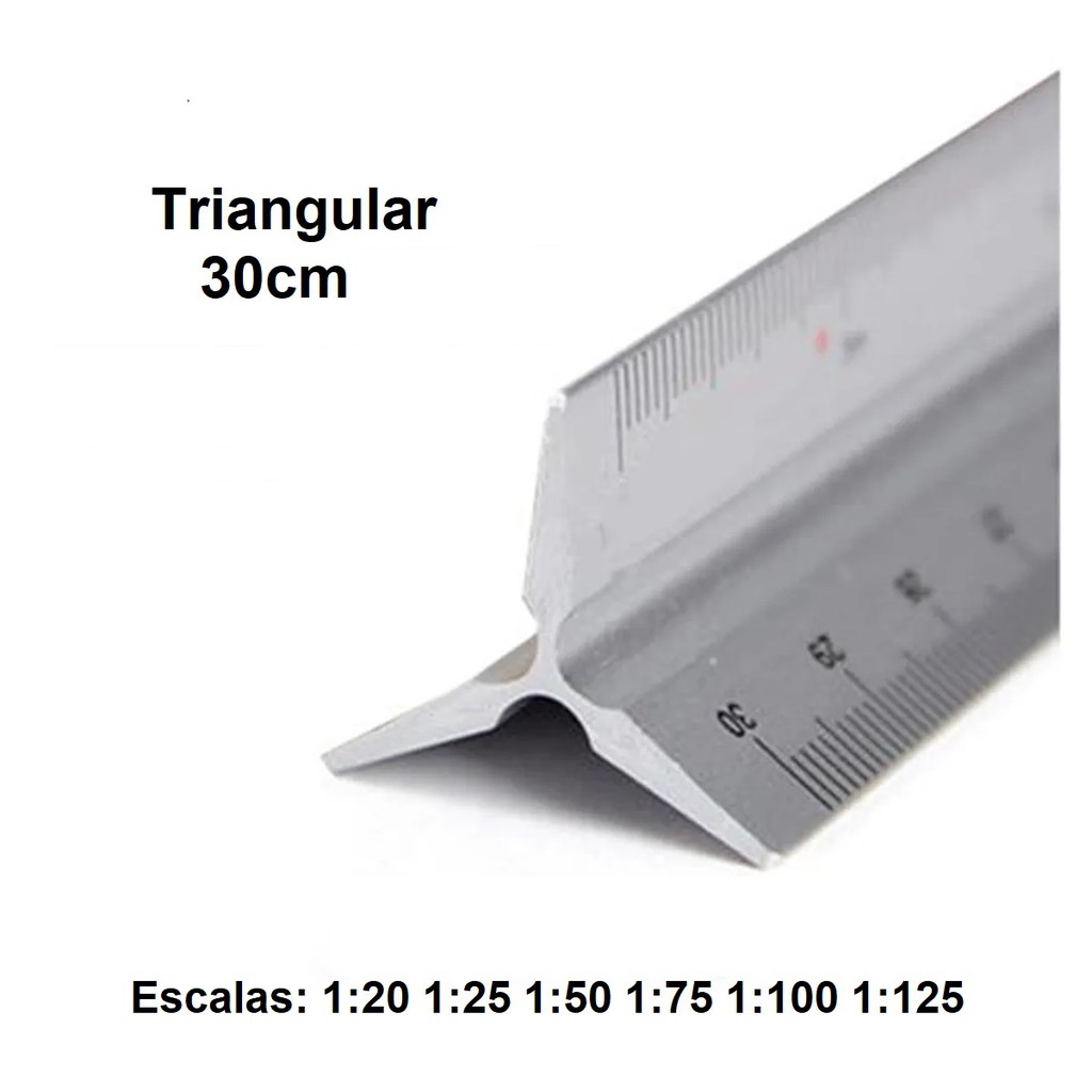 Escalimetro Régua Triangular 30cm Escalas N°1 - Metal | Shopee Brasil