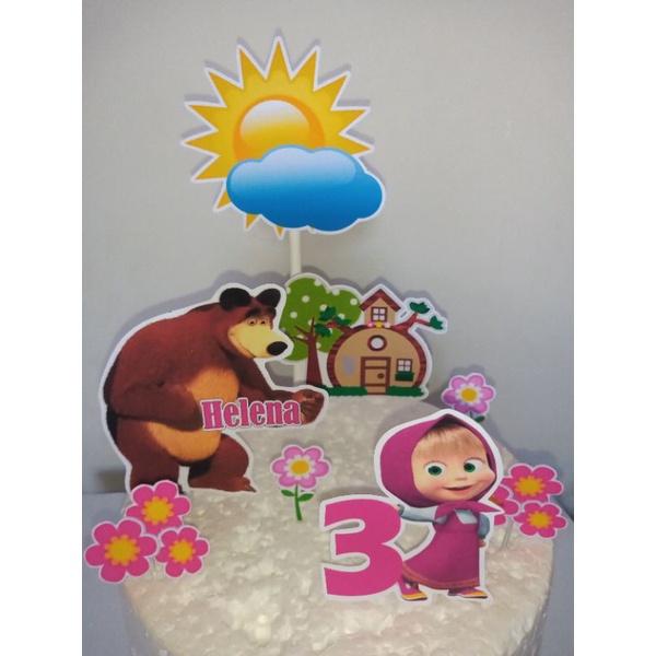Topo de bolo personalizado para aniversário tema Marcha e o urso ...