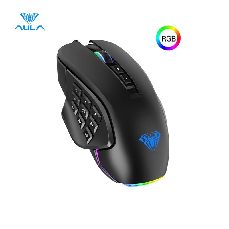 Aula Rgb Wired Gaming Mouse 10000 Dpi Botões Laterais Macro Ergonômico ...