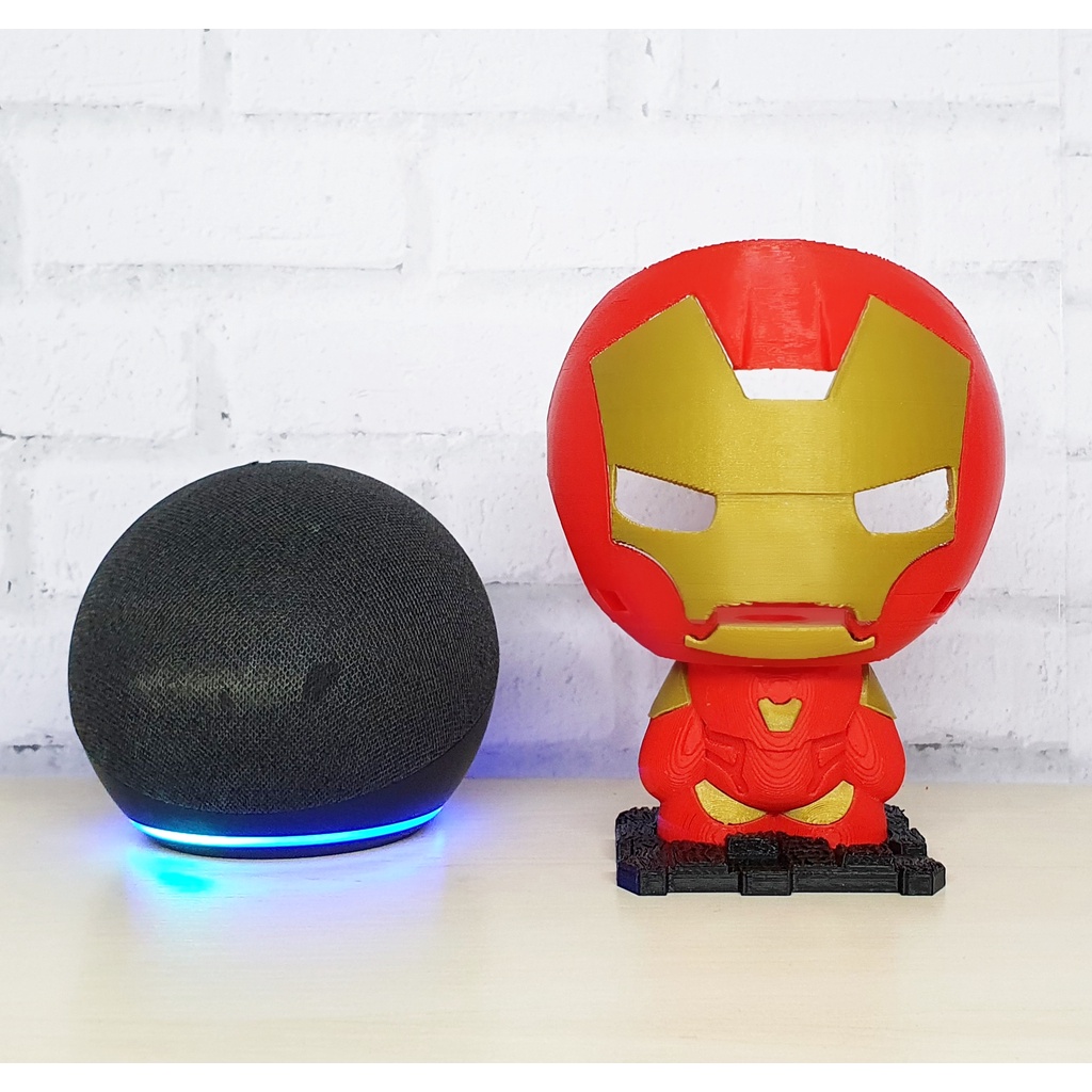 Suporte Tema Homem De Ferro / Iron Man Para Alexa Echo Dot 4 - Faz a Boa!
