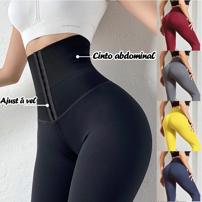 Calça Legging Cintura Femininos Levanta Bumbum Loga Legging Suplex ...