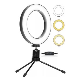 Ring Light led mesa iluminador selfie Youtube pequena tripé 6 Polegada 16cm | Shopee Brasil