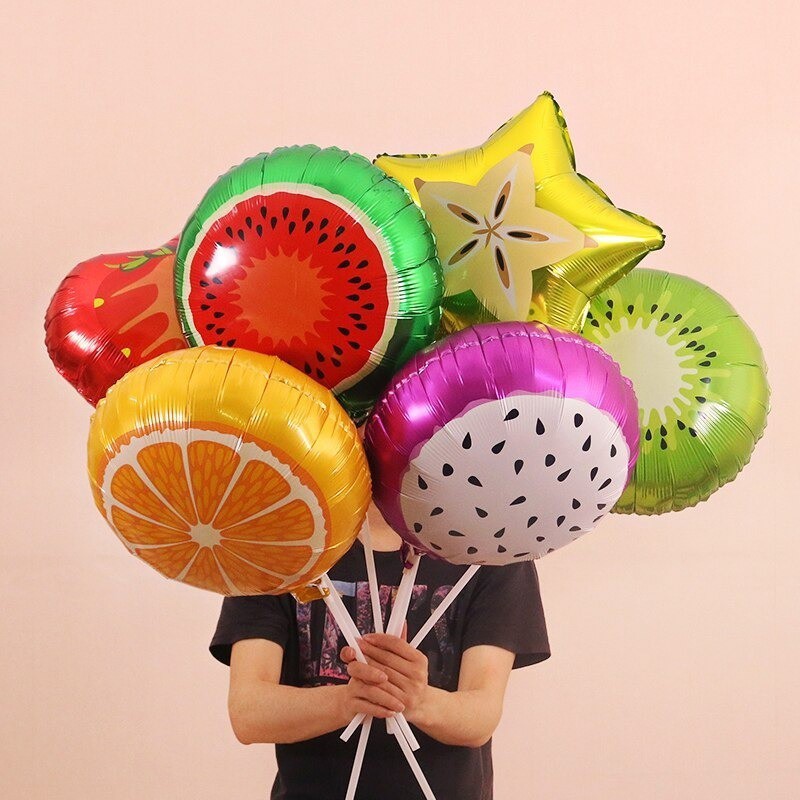 Balao metalizado fruta 18 polegada folha melancia laranja morango balão de ar flutuante ...