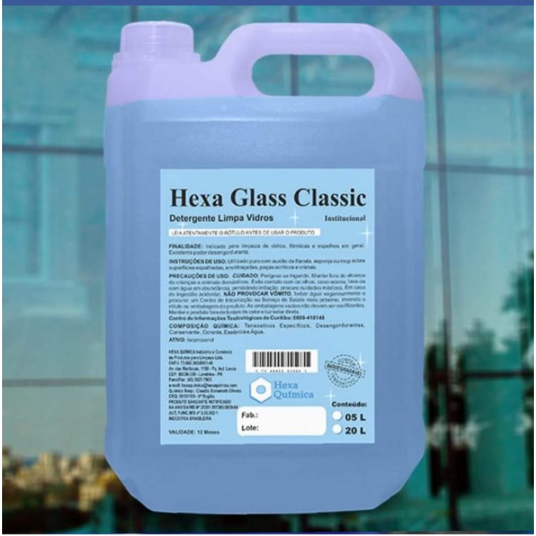 Detergente Limpa Vidros Hexa Glass Classic 5L | Shopee Brasil