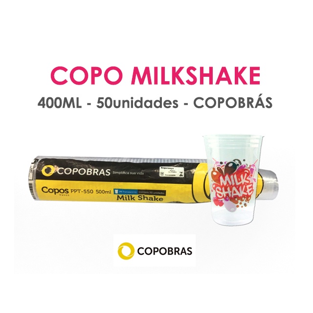 Copo Descartável MilkShake 400ml - 50 copos - CopoBras PP | Shopee Brasil