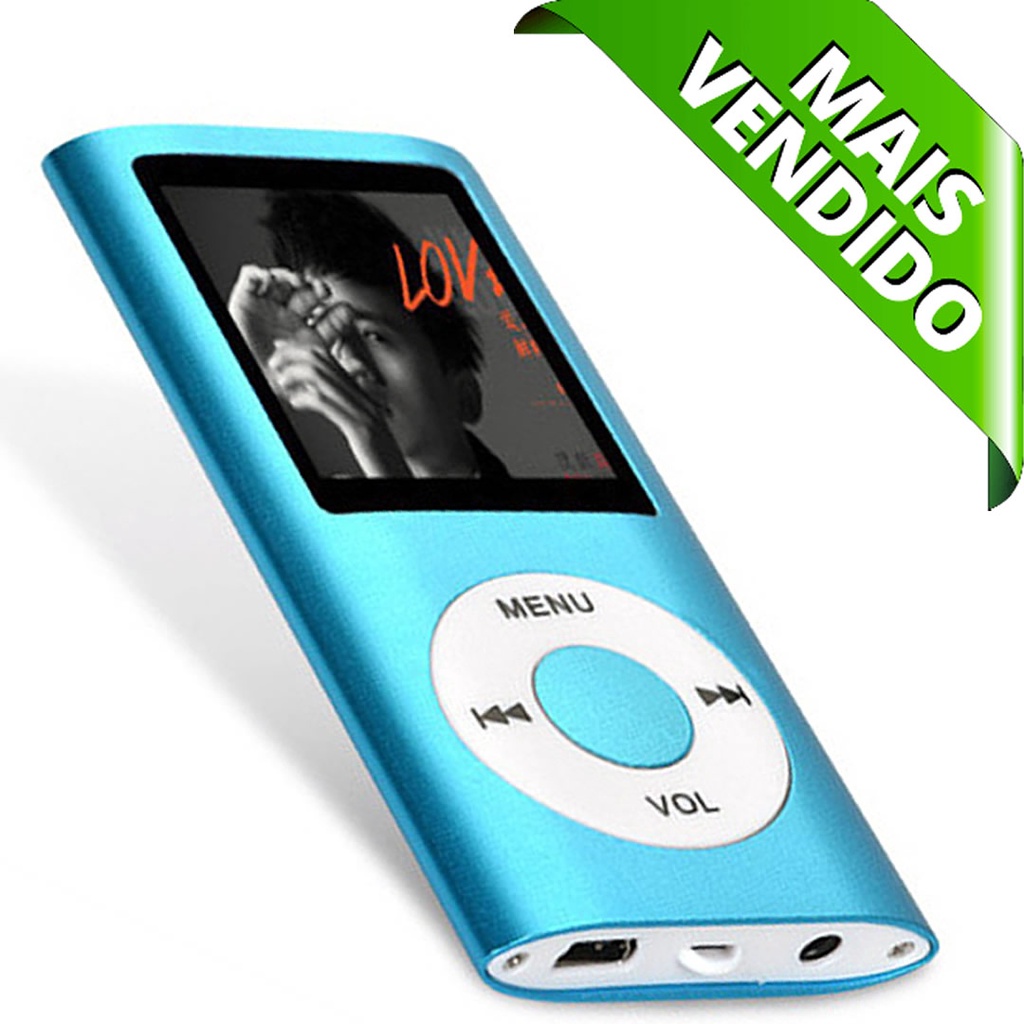 Mp3 Mp4 Player Azul Multimídia Stereo Rádio Fm Suporta Até 16gb ...