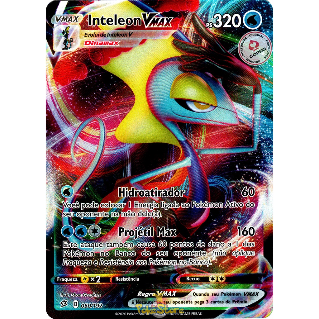 Carta Pokemon Inteleon VMAX Português Card Original Copag V MAX 195/192 ...