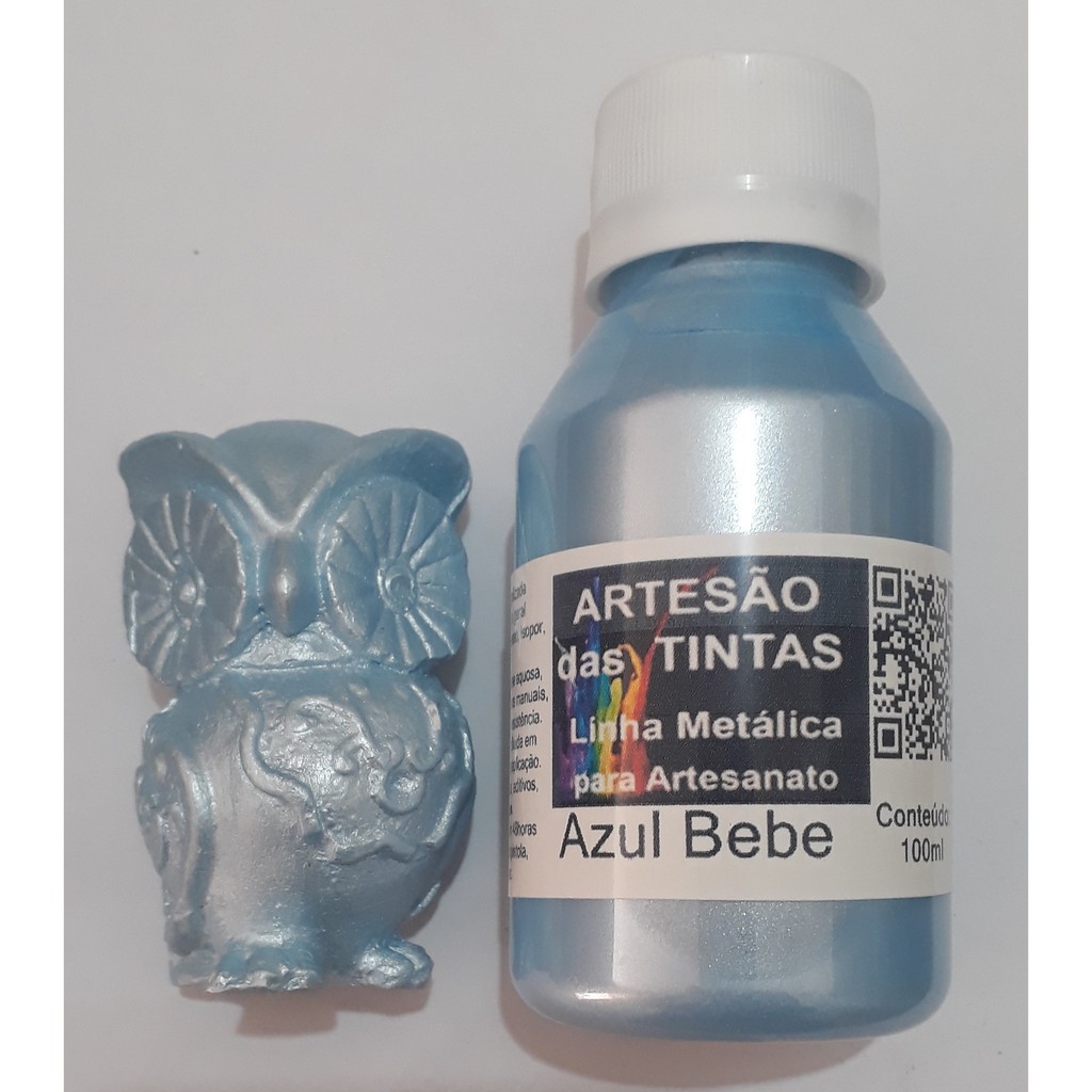 Tinta Metálica Azul bebe - Tinta Para Arte e Artesanato, gesso - 100Ml ...