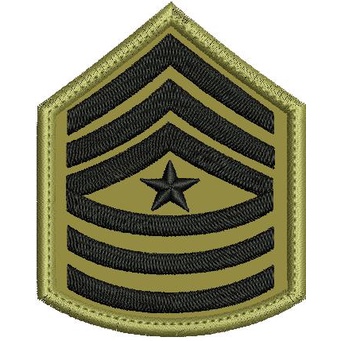 Patch bordado 8x6,3 cm Divisa Primeiro Sargento preto e branco com ou ...