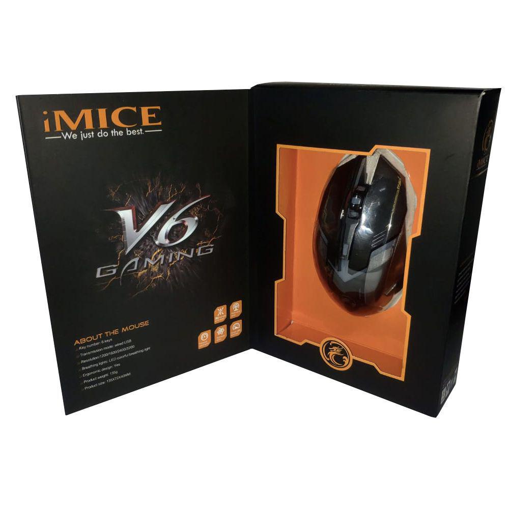 MOUSE GAMER IMICE V6 USB ERGONOMICO COM 6 BOTOES 2400 DPI | Shopee Brasil