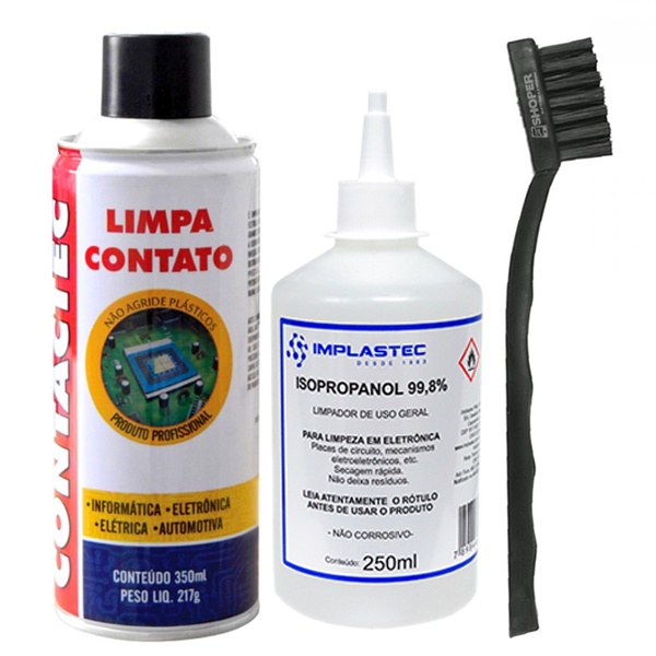 250ml Alcool Isopropilico Puro Implastec + Limpa Contato Contactec ... 250ml Alcool Isopropilico Puro Implastec + Limpa Contato Contactec ...